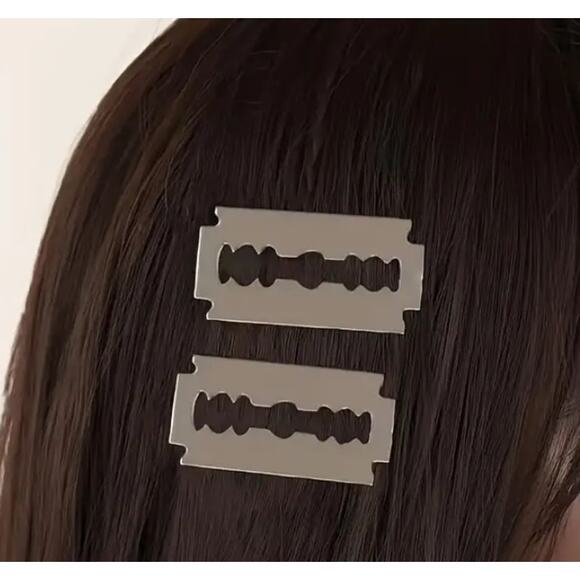 Unbranded | Accessories | Two Razor Blade Hair Barrettes Silver Tone ...